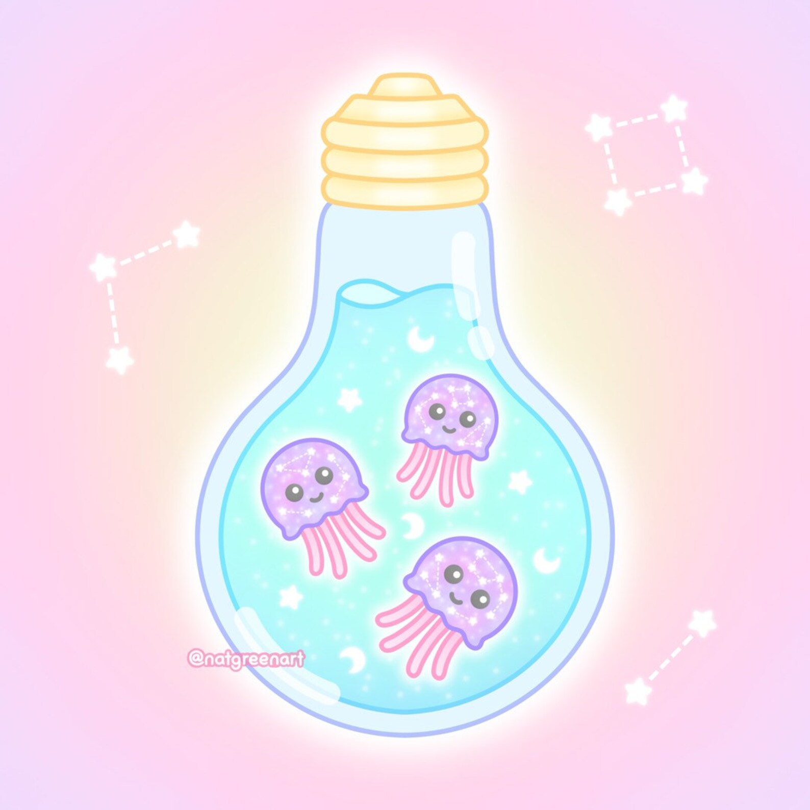 Light Bulb Sticker Jellyfish Sticker Kawaii Drink Ocean - Etsy