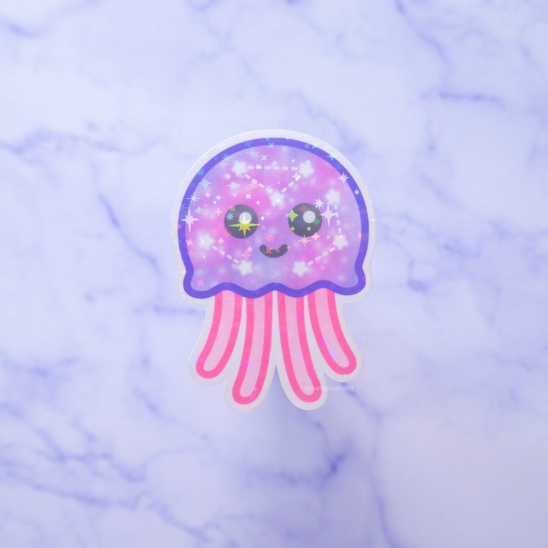 Jellyfish Sticker | Holographic Sticker, Sea Creature Decals, Space ...