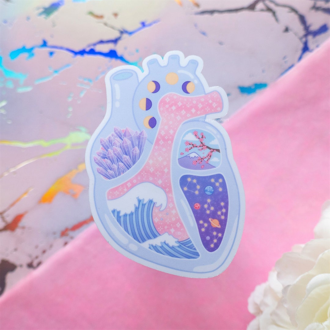Aesthetic Heart Sticker Organ Stickers, Anatomical Heart, Glossy Vinyl ...