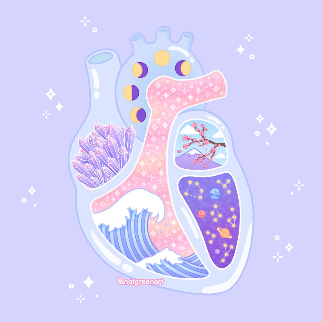 Aesthetic Heart Sticker | Organ Stickers, Anatomical Heart, Glossy ...