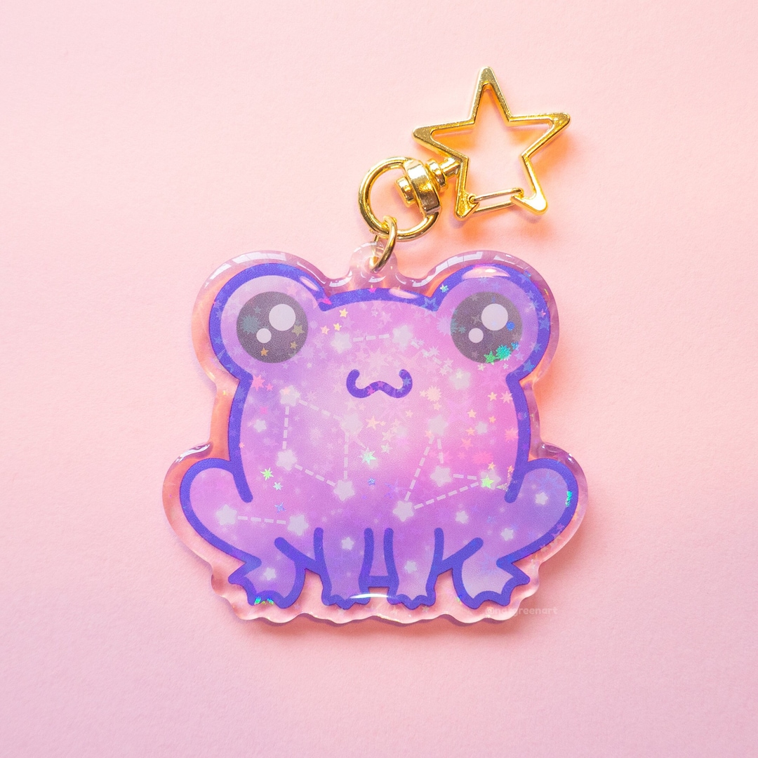 Frog Keyring | Holographic Keychain, Space Accessories, Kawaii Acrylic ...