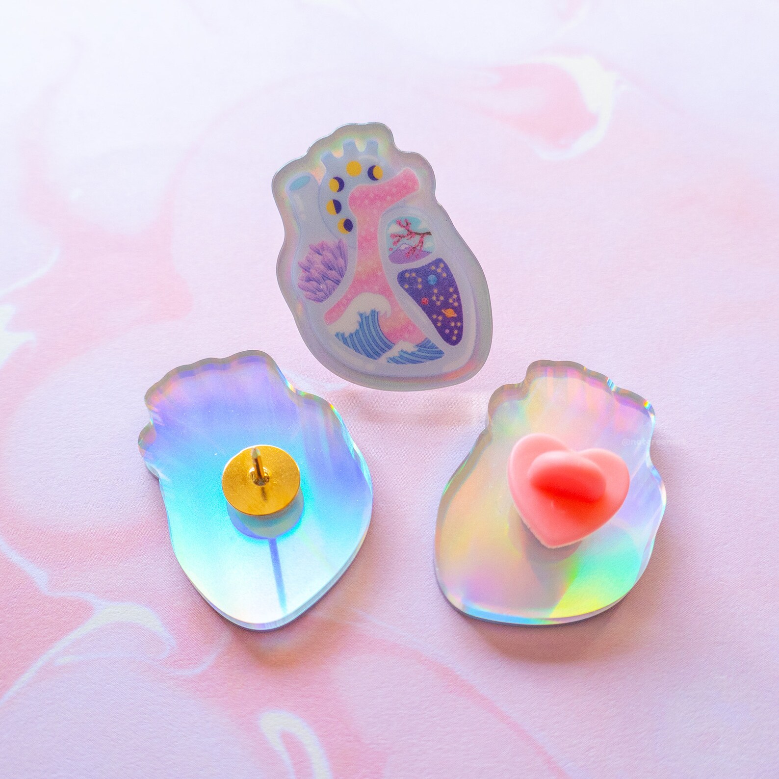 Heart Pin | Acrylic Pin, Holographic Pin, Anatomical Heart Pin, Organ ...