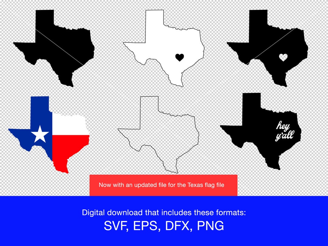 Texas Svg Png Eps Dxf - Outline of Texas - Etsy