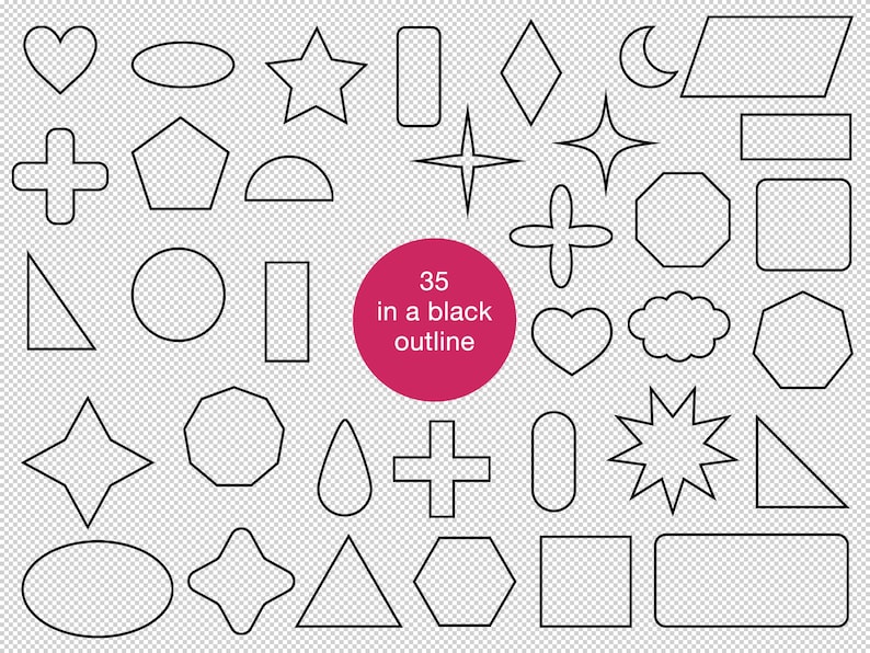 Basic Shapes svg png eps dxf 70 shapes Cricut download | Etsy