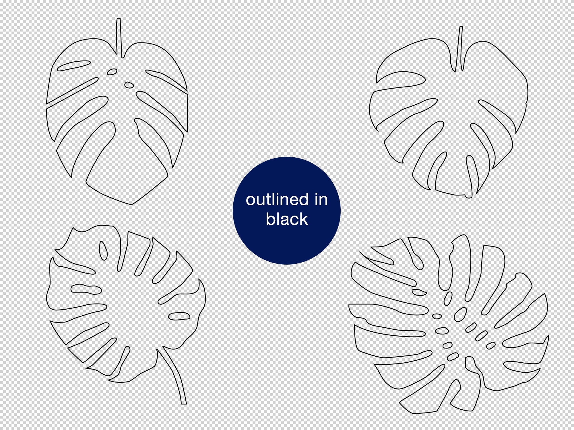 Monstera Leaf Svg Png Eps Dxf Bundle - Etsy