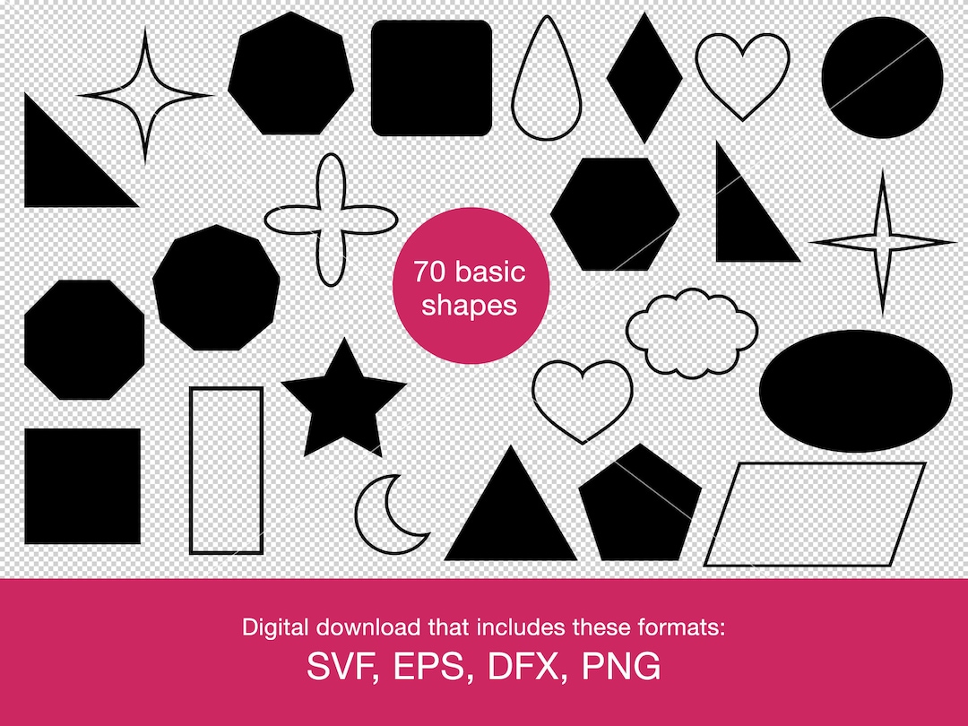 Basic Shapes Svg Png Eps Dxf - 70 Shapes - Cricut Download - Etsy