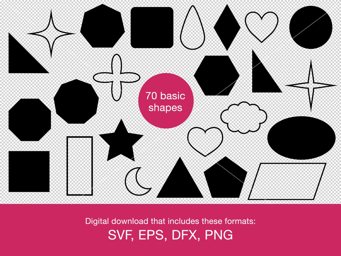 Basic Shapes Svg Png Eps Dxf 70 Shapes Cricut Download - Etsy