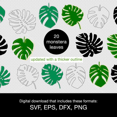 Monstera Leaf Svg Png Eps Dxf Bundle - Etsy