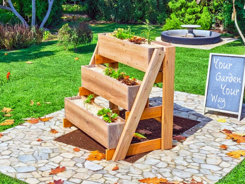 3-tier Raised Garden Planter Box Plans: DIY Woodworking (PDF Digital ...