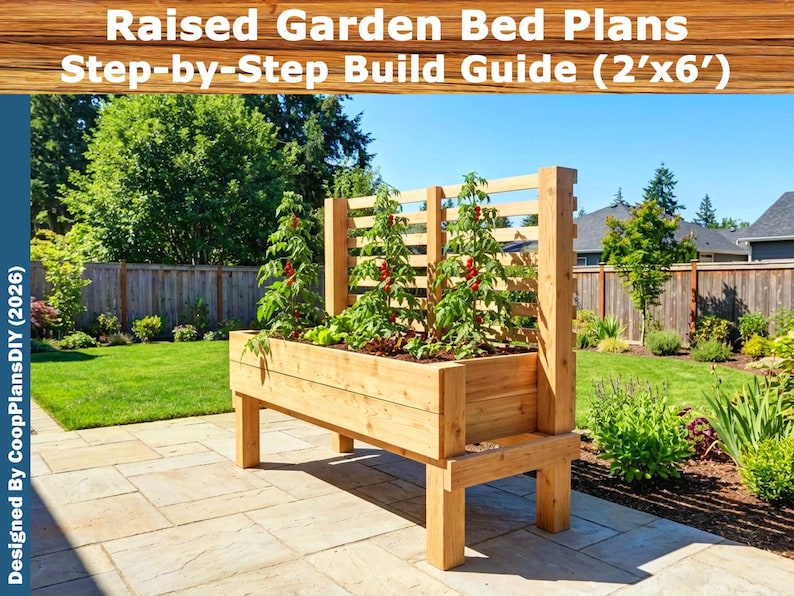 DIY Raised Garden Bed Plans 2x6: Planter Box With Trellis | Vegetable ...