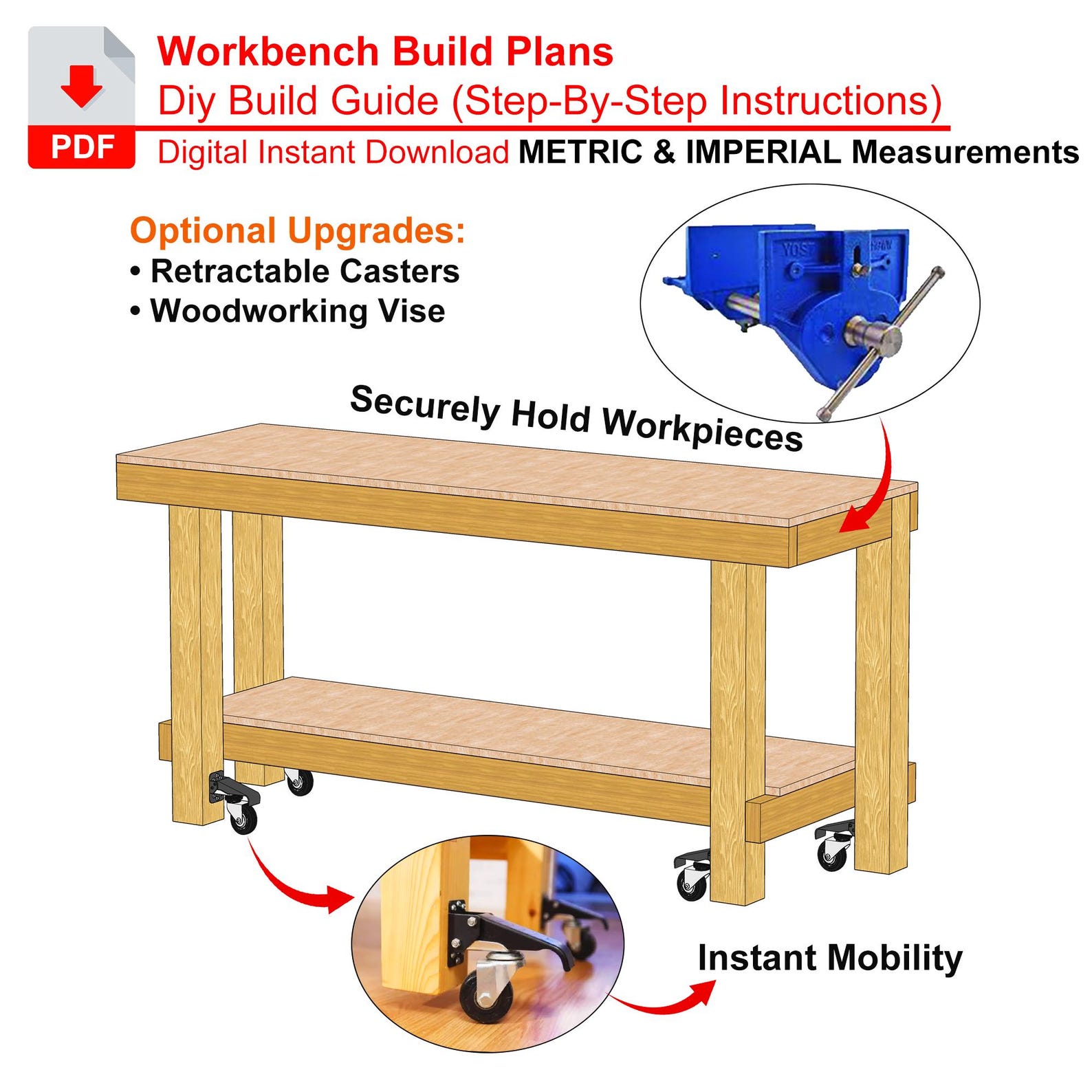DIY Workbench Plans PDF Woodworking Project Bench With Storage | Home ...