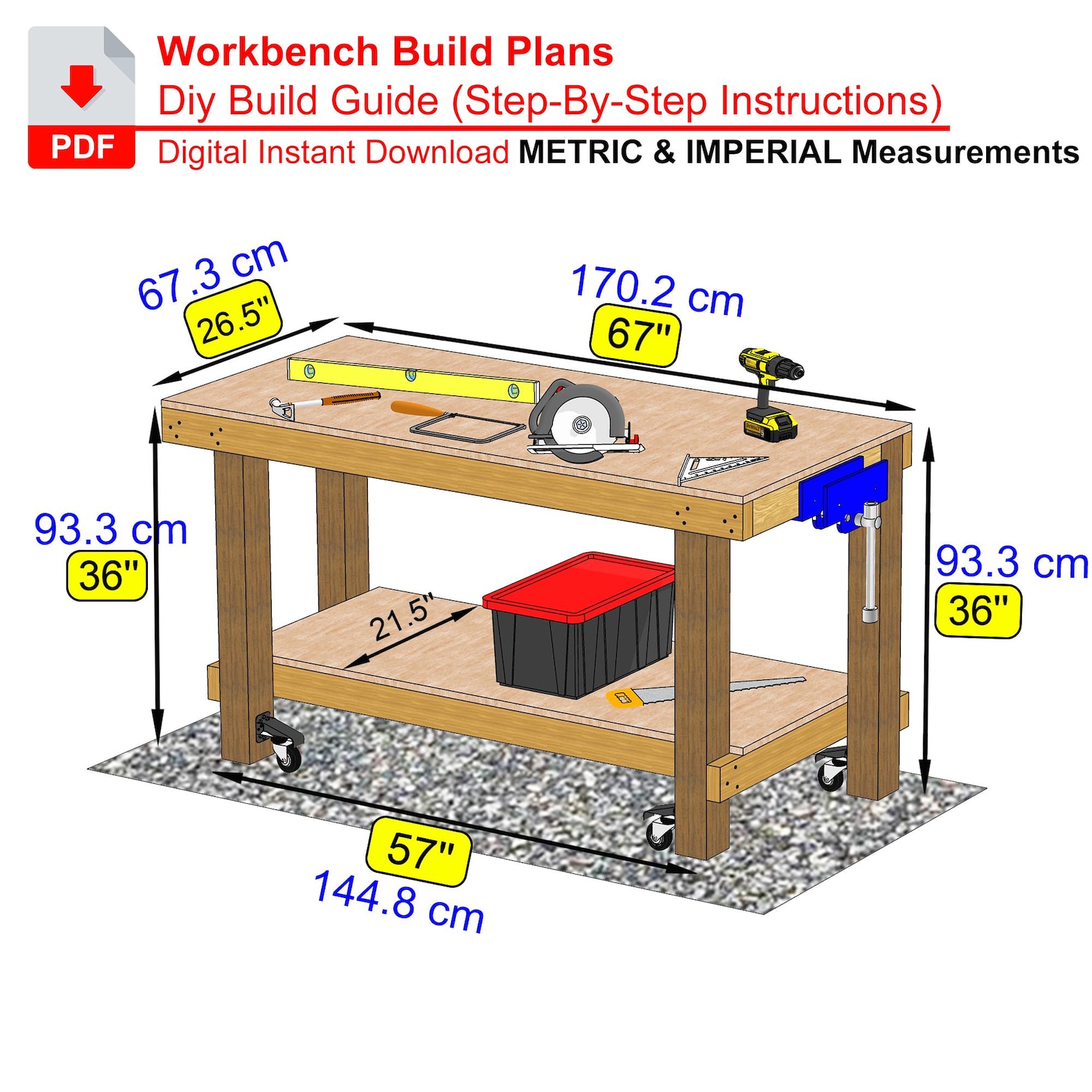 DIY Workbench Plans PDF Woodworking Project Bench With Storage | Home ...