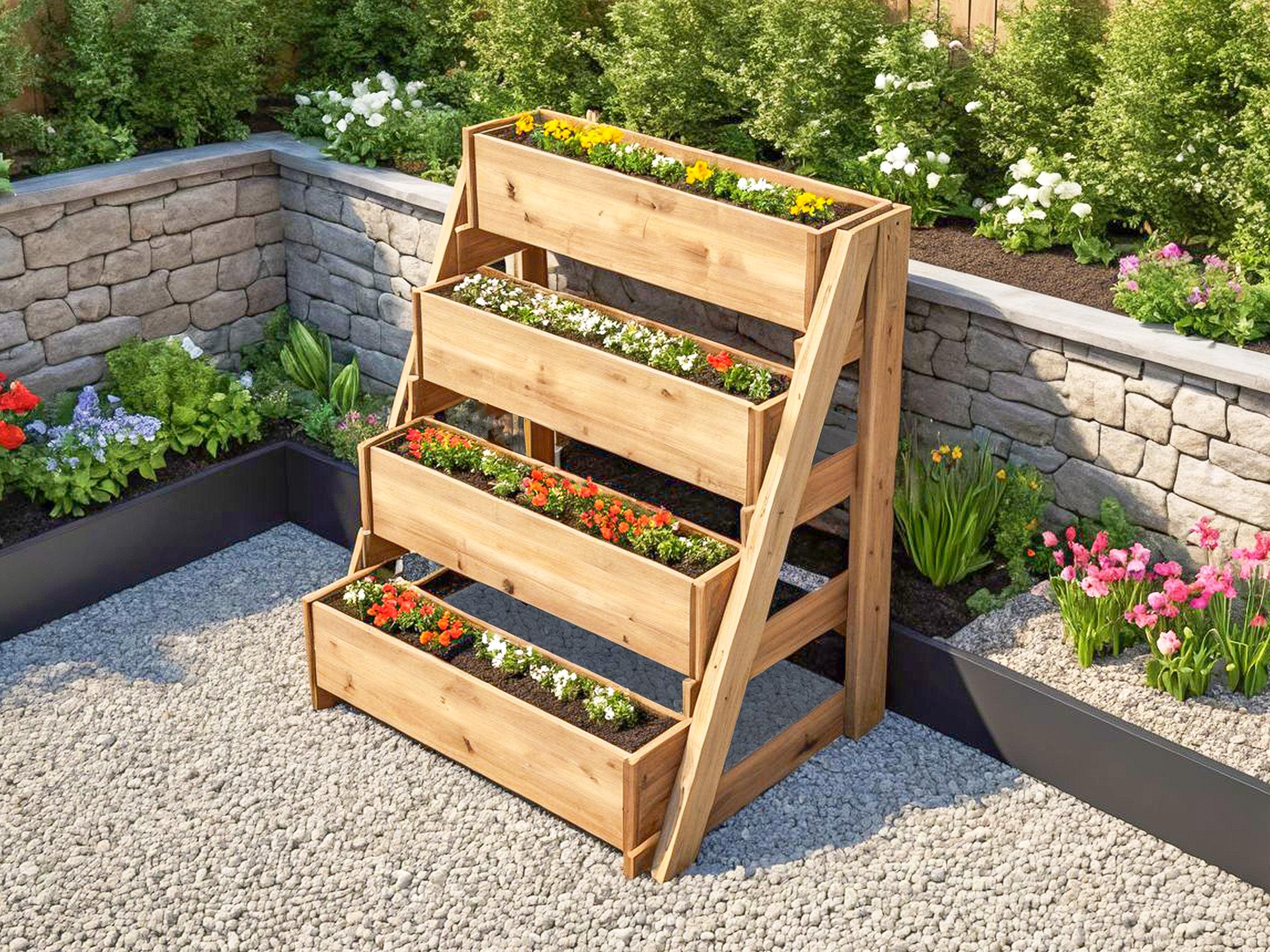 4-tier Planter Box DIY Plans: Raised Garden Bed, Patio Flower Stand (PDF Download) - Etsy