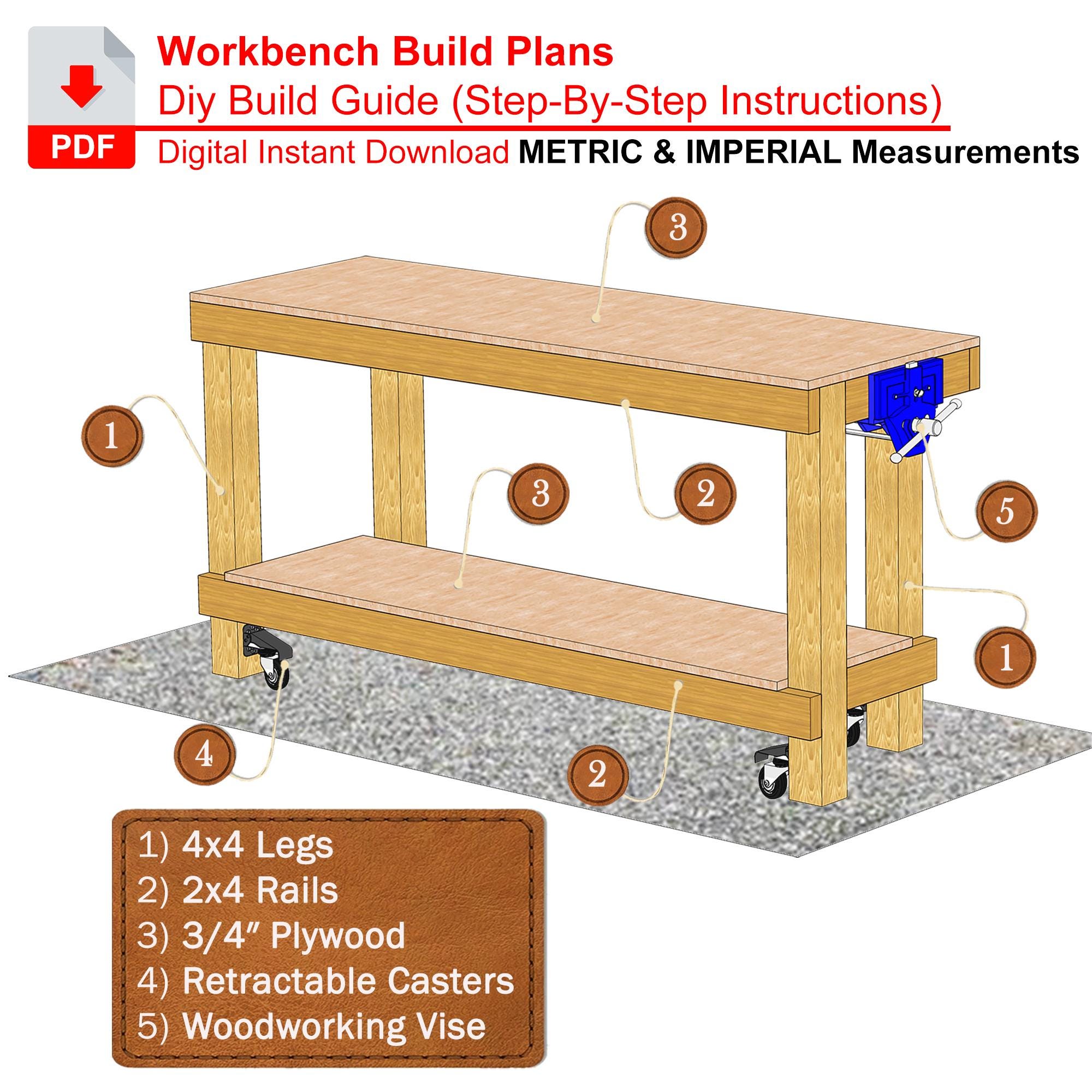 DIY Workbench Plans PDF Woodworking Project Bench With Storage | Home ...