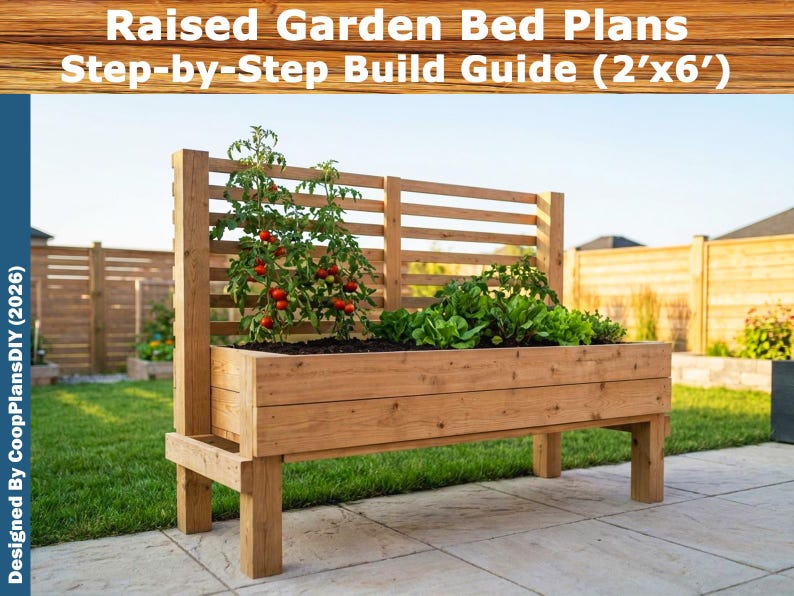 DIY Raised Garden Bed Plans 2x6: Planter Box With Trellis | Vegetable ...