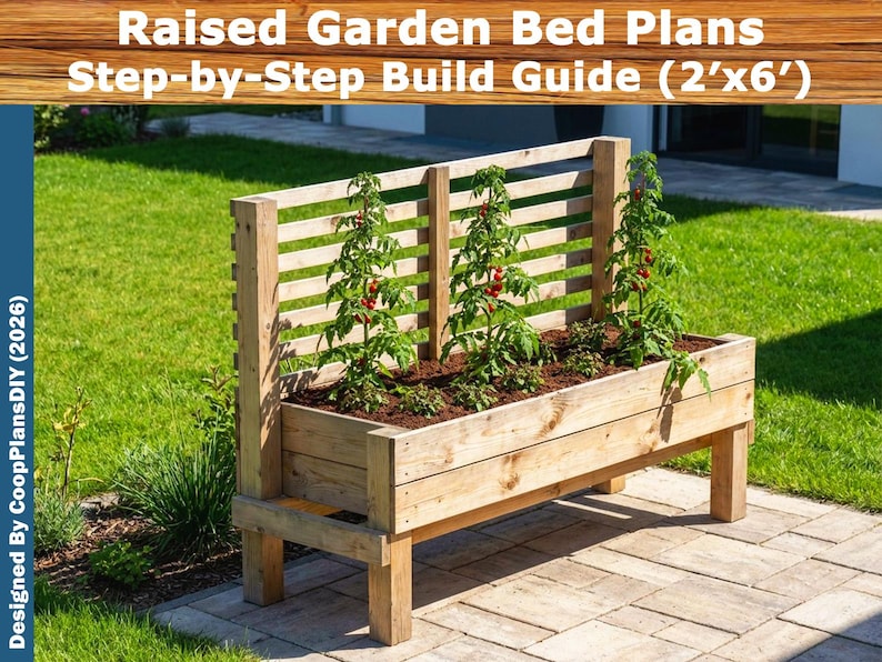 DIY Raised Garden Bed Plans 2x6: Planter Box With Trellis | Vegetable ...