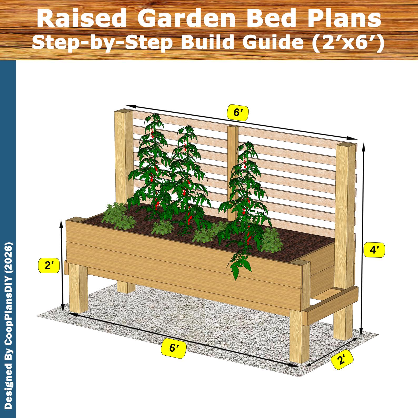 DIY Raised Garden Bed Plans 2x6: Planter Box With Trellis | Vegetable ...