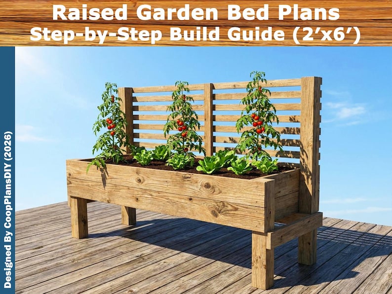 DIY Raised Garden Bed Plans 2x6: Planter Box With Trellis | Vegetable ...