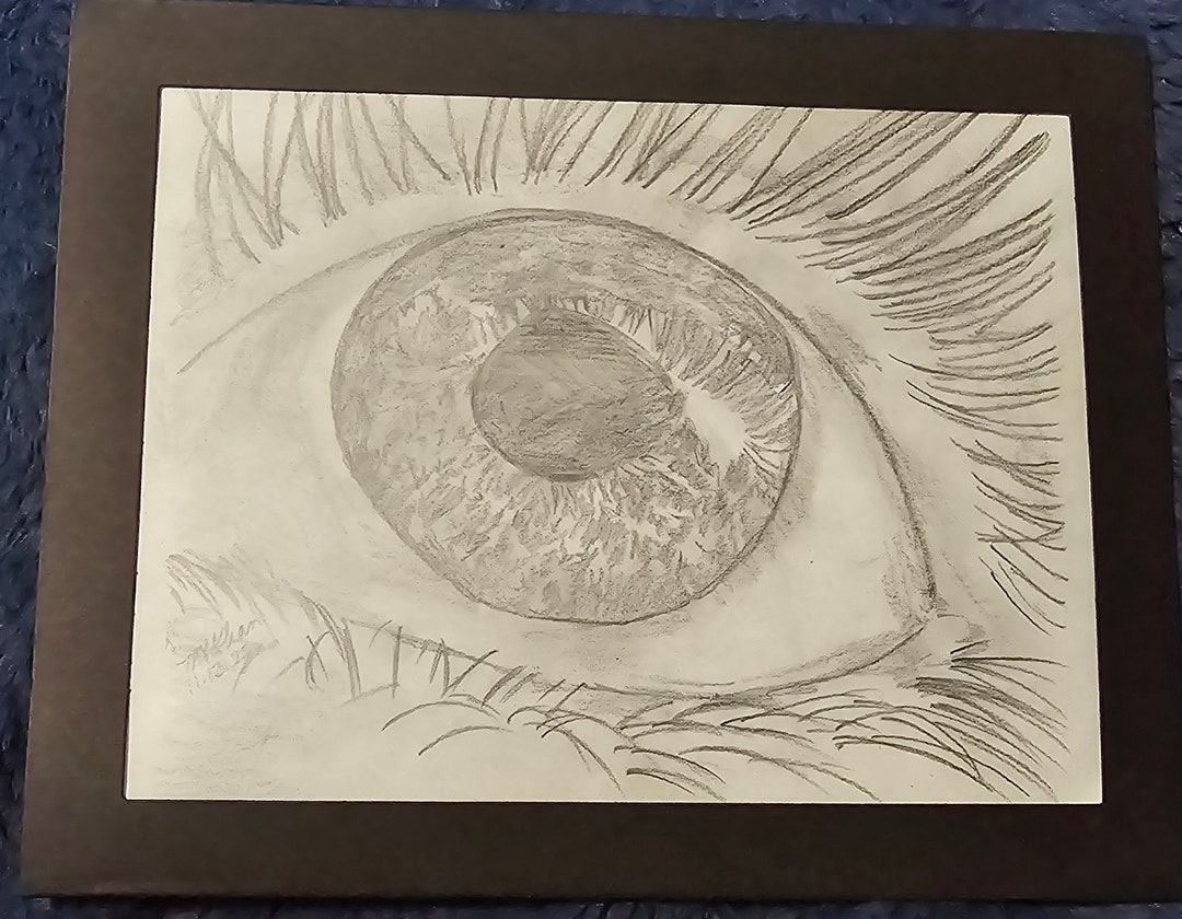 Original Sketch of Eye With Fingers Sticking Out in 8.5x11 Paper Framed ...