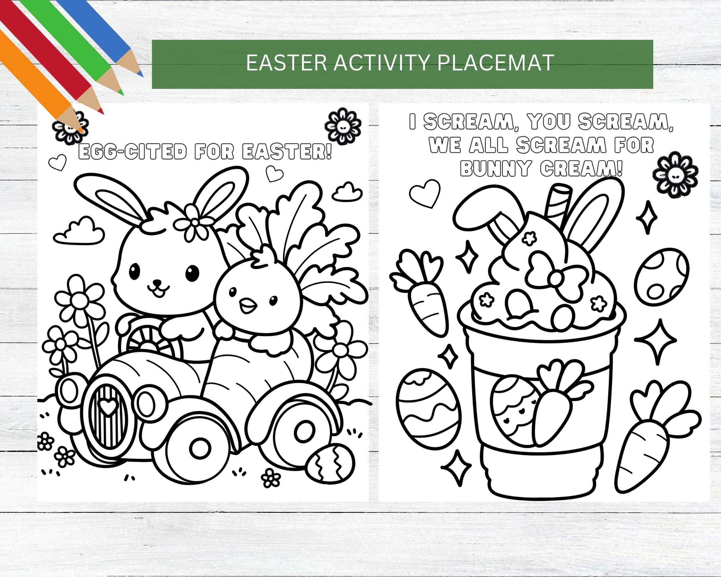 Easter Activity Placemat, Coloring Page, Printable Easter Game, Kids ...