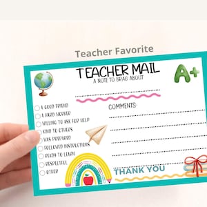 Teacher Brag Notes Printable | Teacher Mail Happy Mail | Positive ...