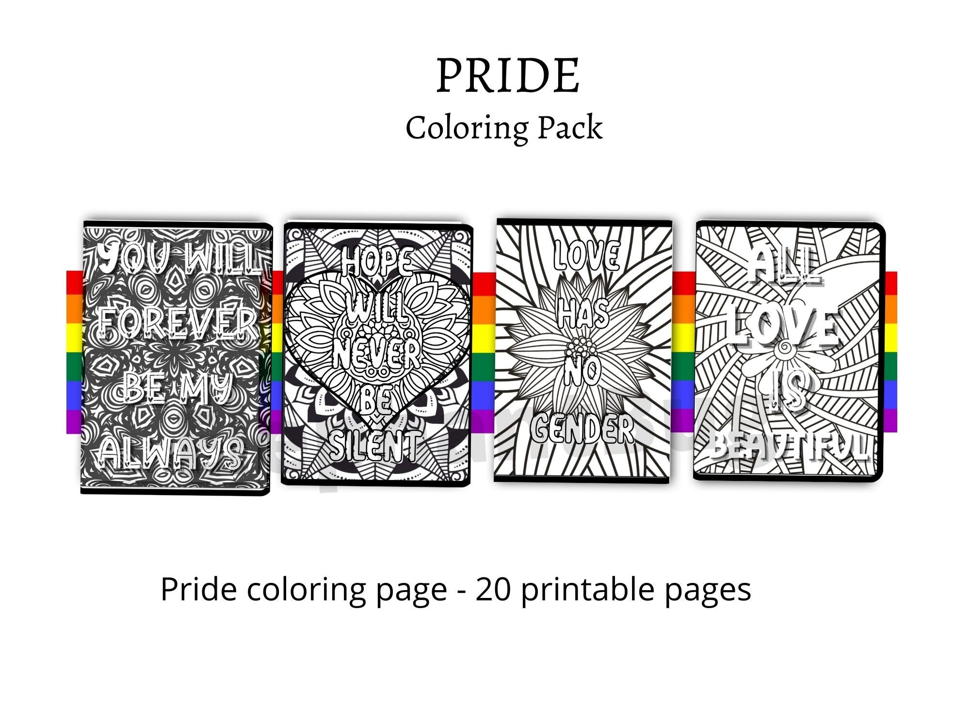 Pride Coloring Pages, Digital Download, Pride Coloring, Printable ...