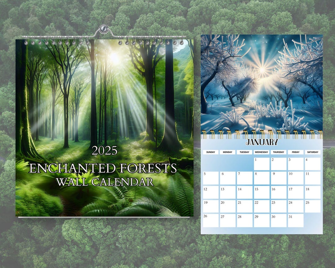 2025 Forest Wall Calendar 16 Months. Lush Woodlands, Misty Dawn-lit ...