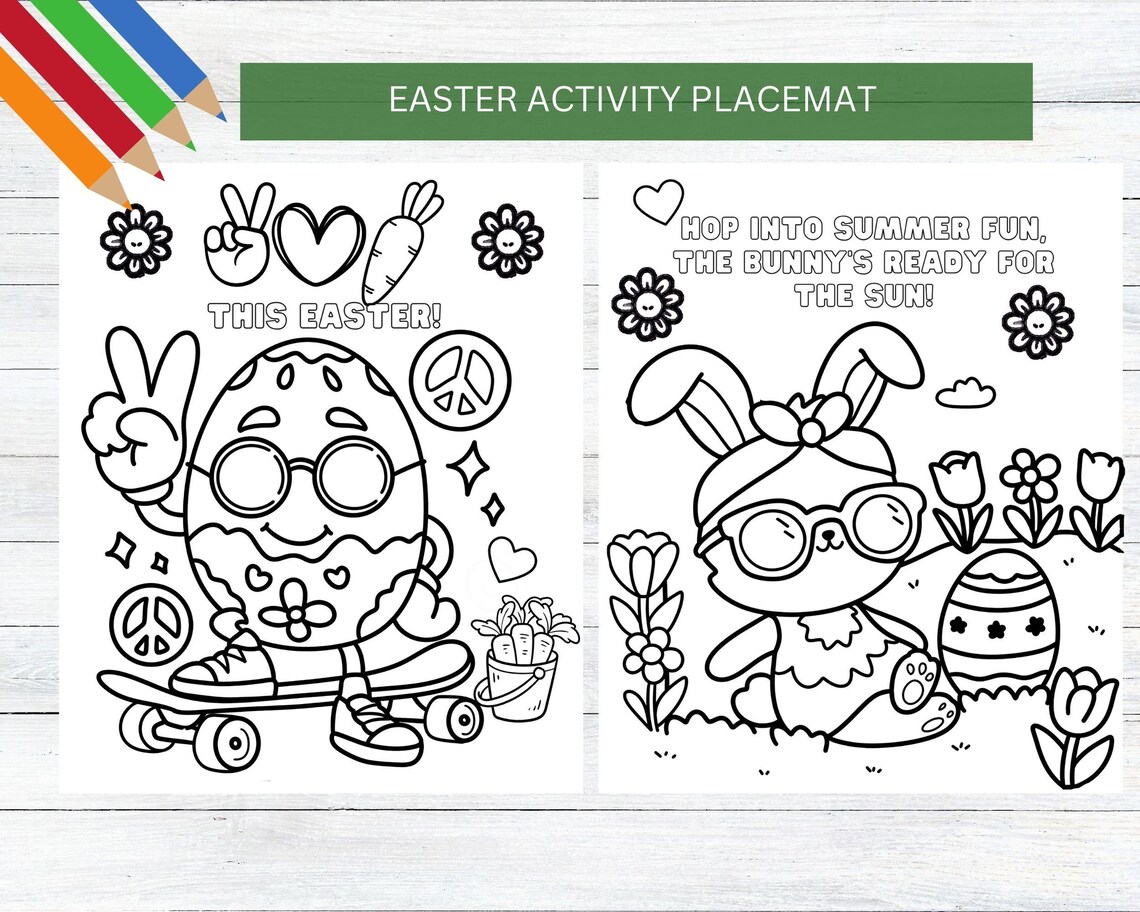 Easter Activity Placemat, Coloring Page, Printable Easter Game, Kids ...