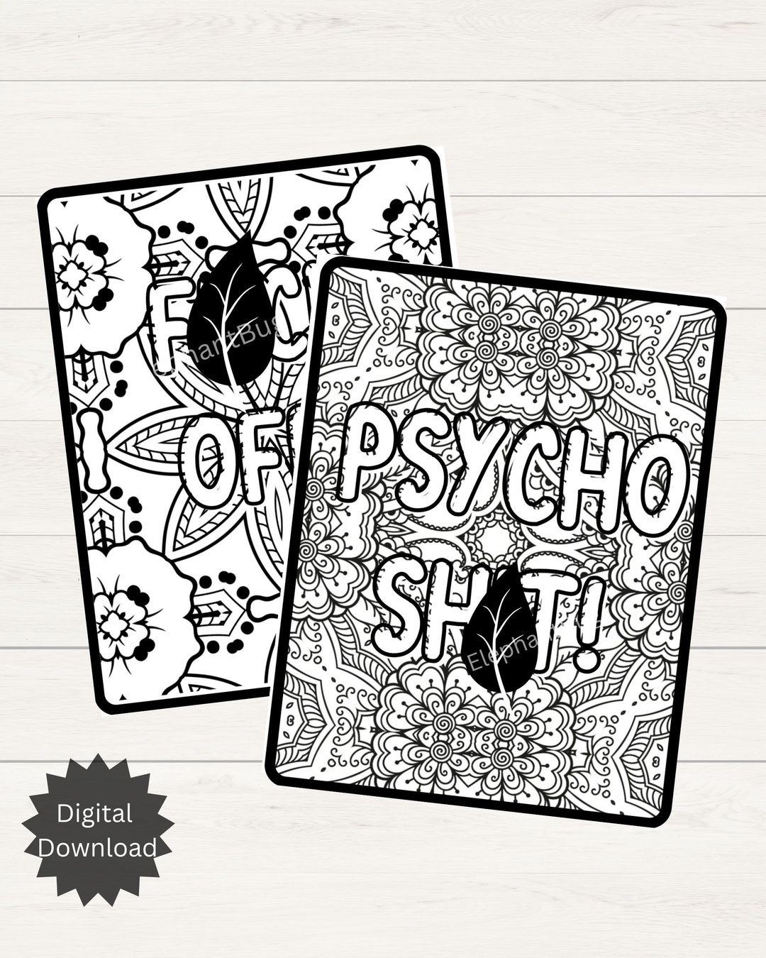 Swear Word Mandala Coloring Pages for Adults: Funny Curse Quotes (PDF ...