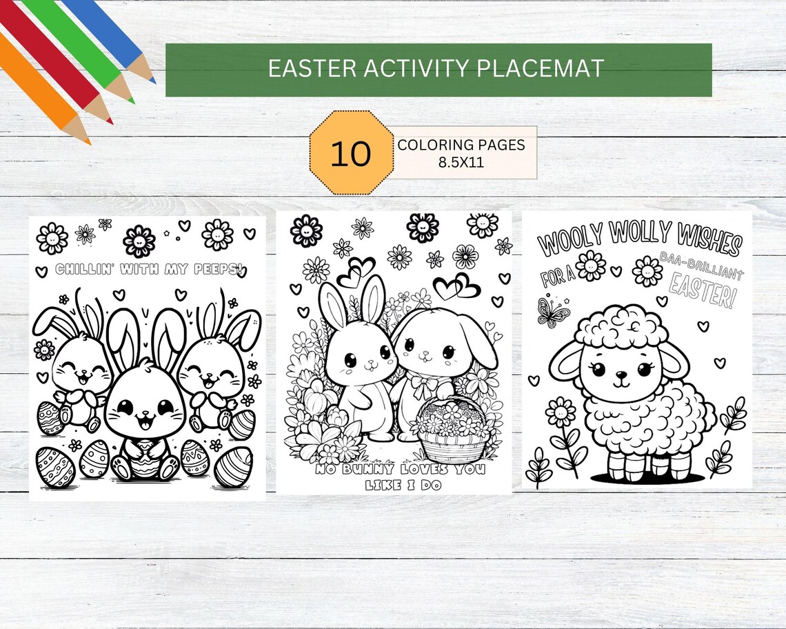 Easter Activity Placemat, Coloring Page, Printable Easter Game, Kids ...