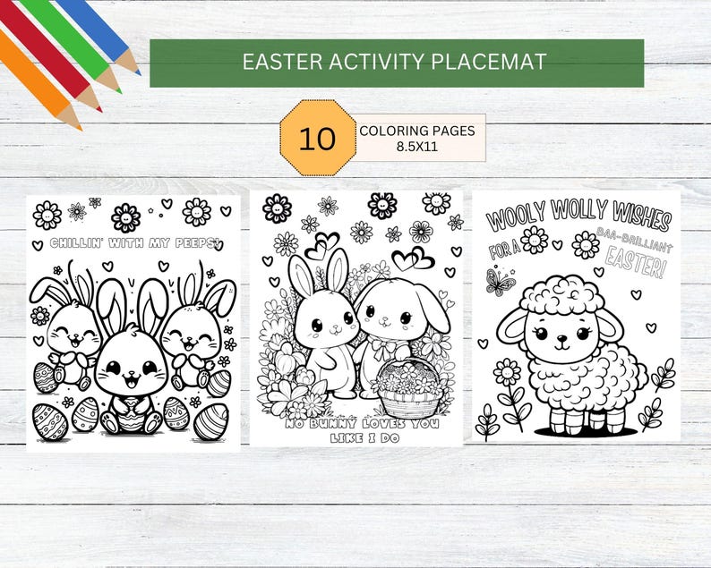Easter Activity Placemat, Coloring Page, Printable Easter Game, Kids ...