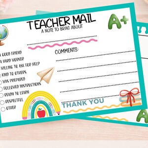 Teacher Brag Notes Printable | Teacher Mail Happy Mail | Positive ...