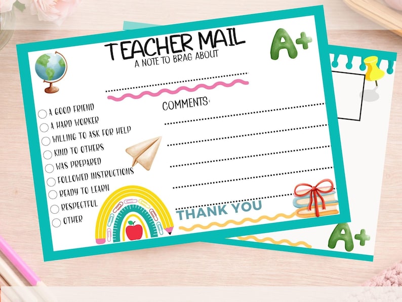 Teacher Brag Notes | Positive Student Report Cards (PDF Printable 5x7 ...