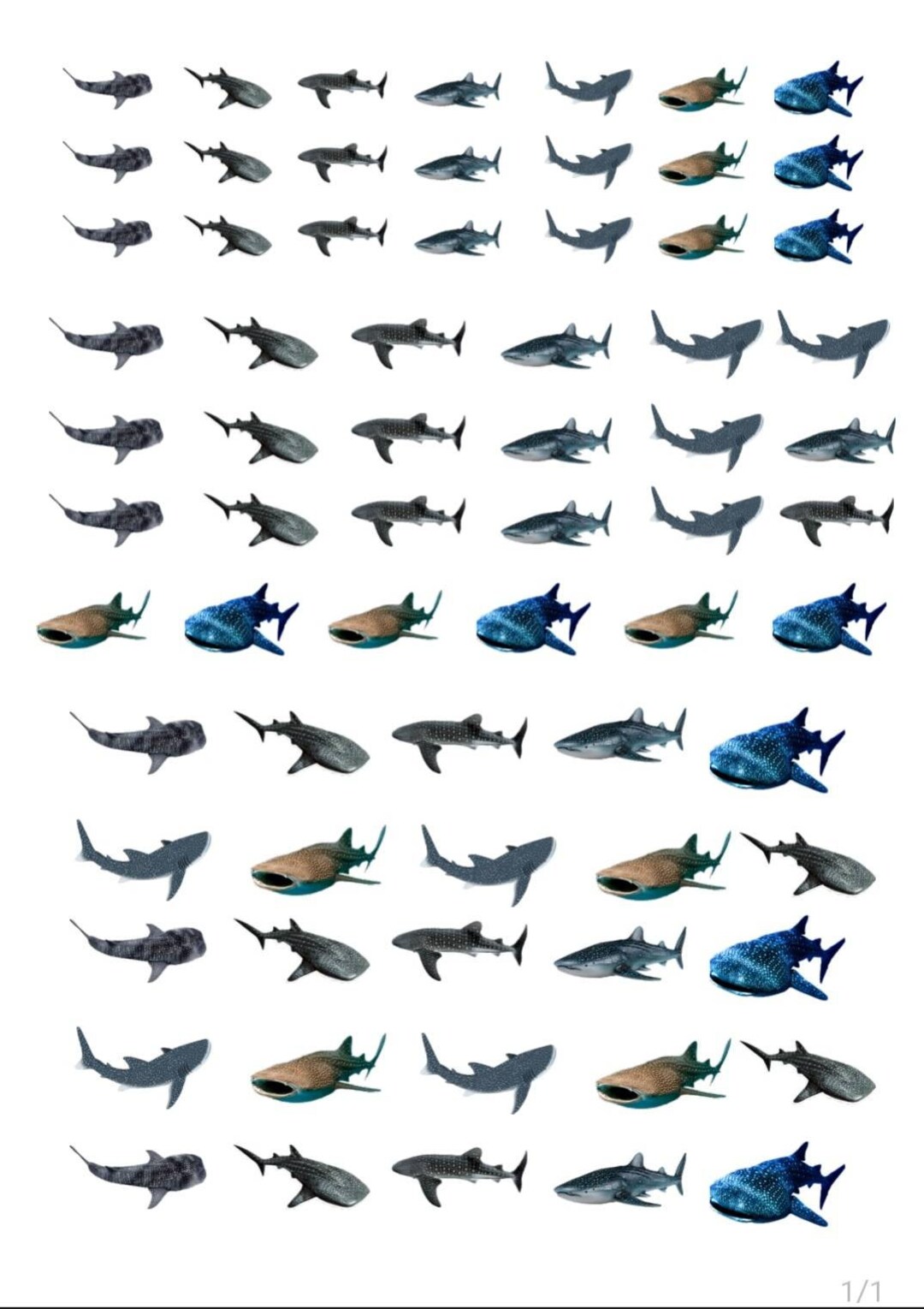 3D- Whale Sharks ( 20-25-40MM Mix) Clear Transparent Film for UV Resin ...