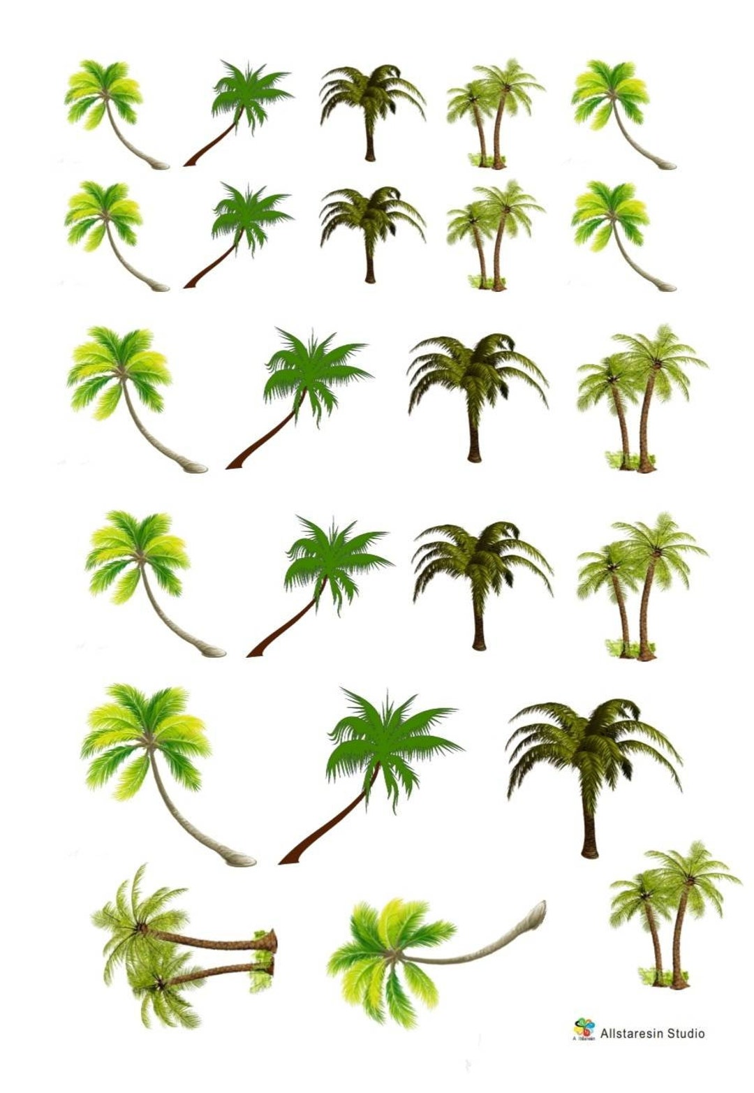 3d-"palm Tree" Clear Transparent Film Color Palm Tree, 24 PCS, UV Resin ...