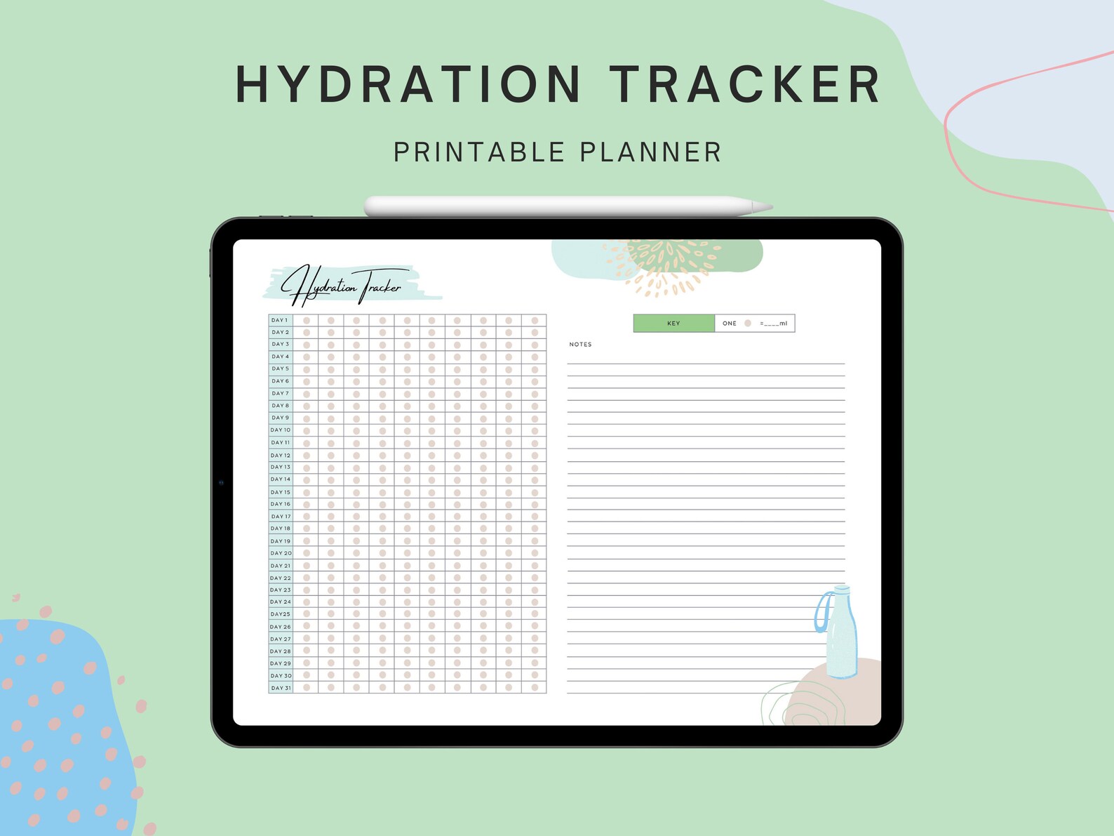 Hydration Tracker Printable Planner Digital Water Tracker | Etsy
