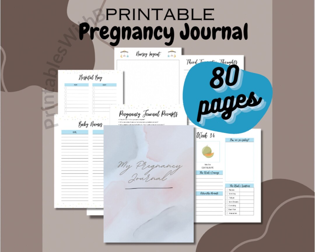 Printable Pregnancy Journal, Pregnancy Planner, Digital, Journal, Gift ...