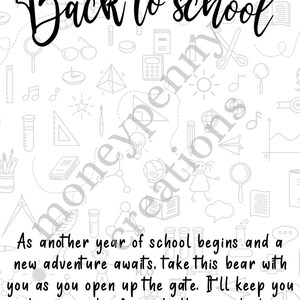 Back to School Bear Hug, Return to School Gift, First Day of School ...