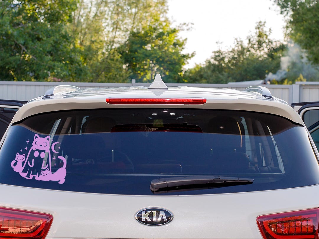 Cute Ghost Car Sticker, Cat and Ghost Decal, Gothic Accessories for Car ...