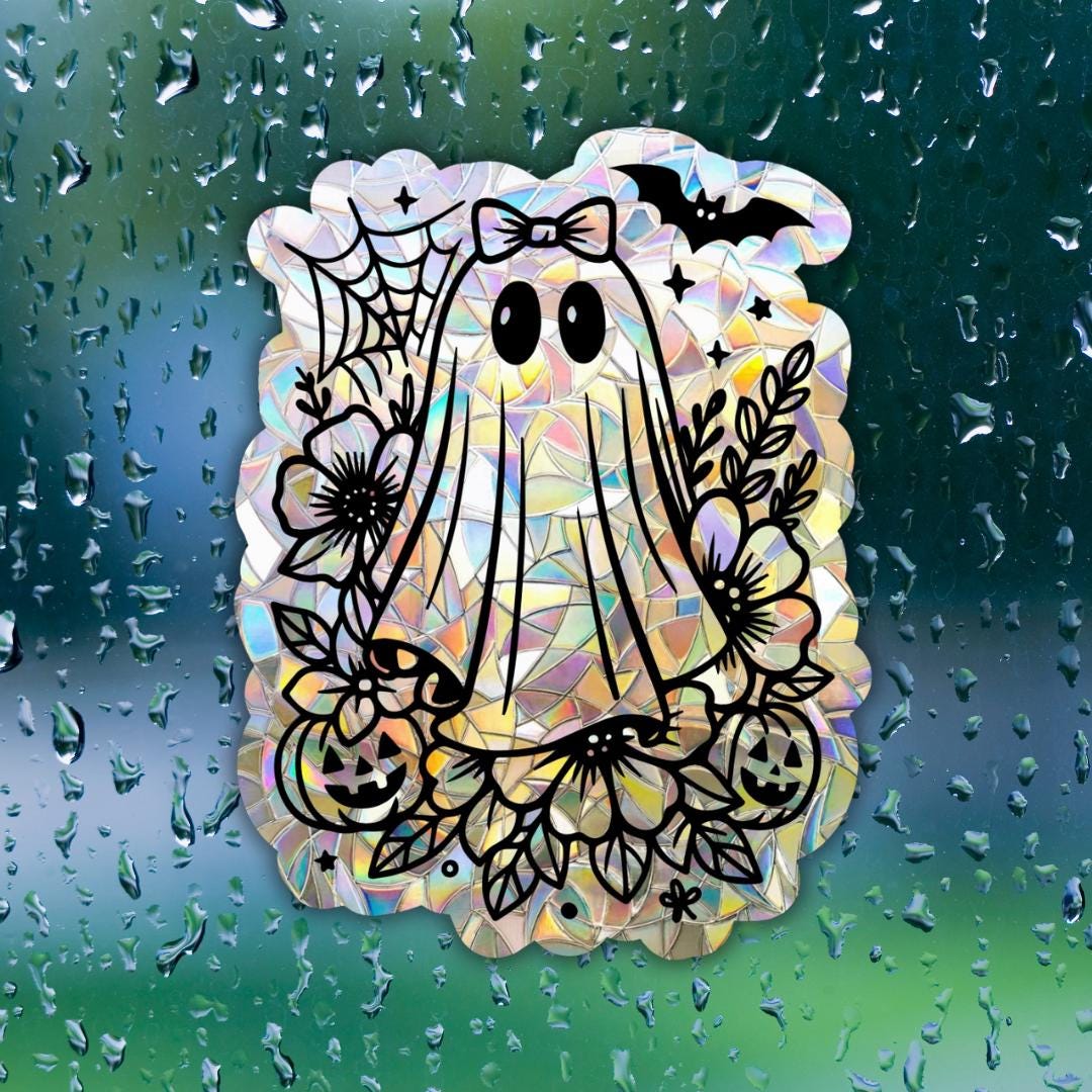 Halloween Window Sticker, Spooky Rainbow Maker, Cute Ghost Halloween ...
