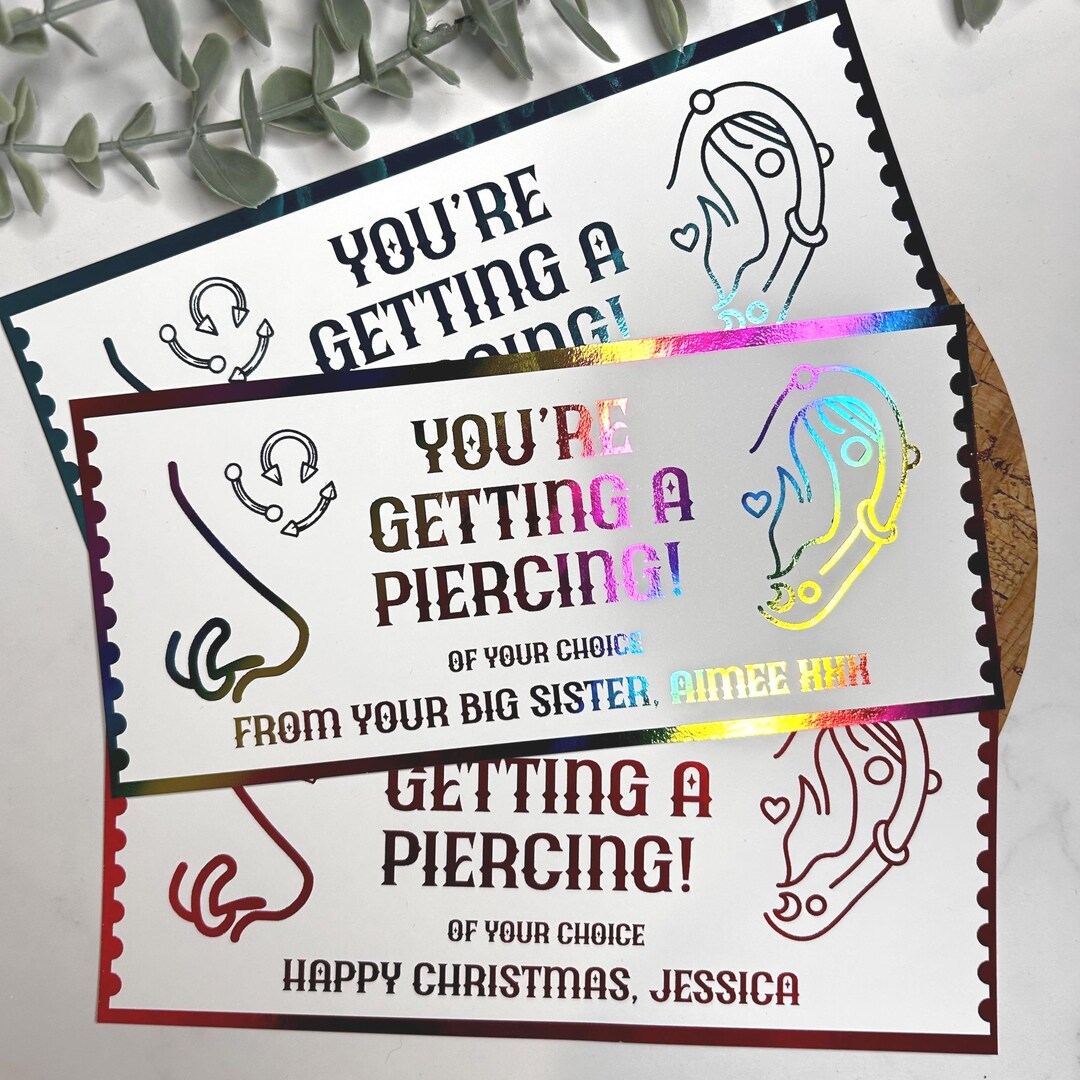 Piercing Gift Certificate, Surprise Reveal Gift Ticket, Piercing ...