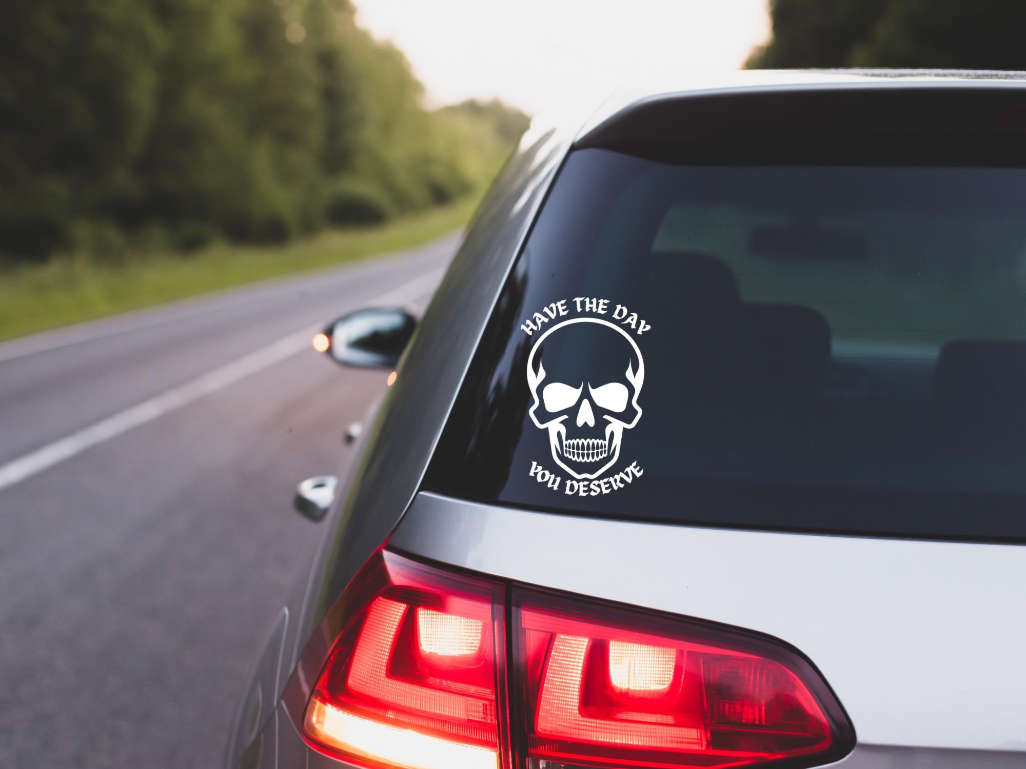 Funny Car Stickers, Skull Car Decal, Goth Car Accessories, Have Day You ...