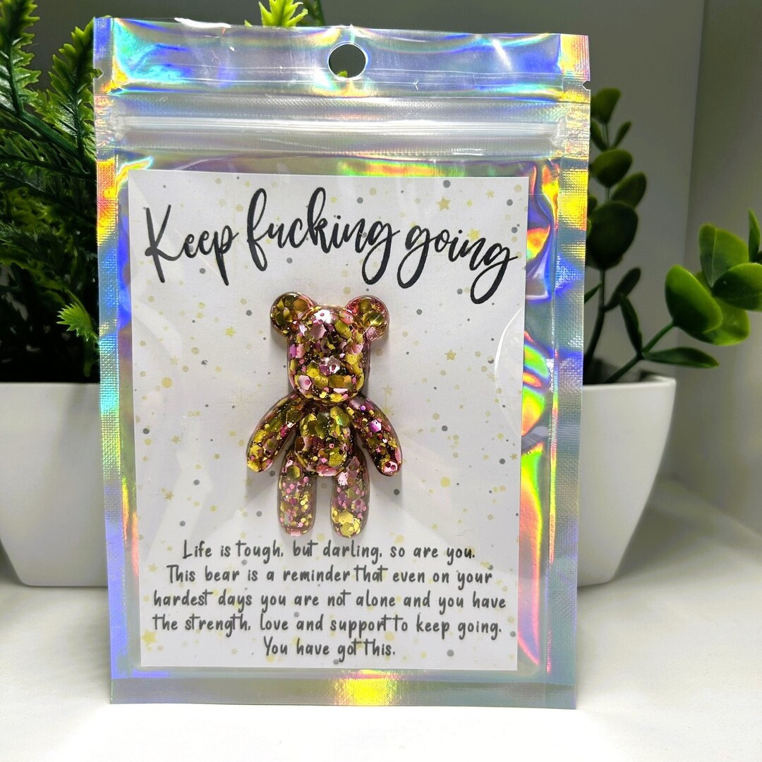 Keep Fucking Going, Pocket Bear Hug, Thinking of You Letterbox Gift, Mental Health Gift for Her ...