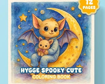 Hygge Spooky Cute Coloring Book, Cozy Halloween Creatures, Relaxing ...
