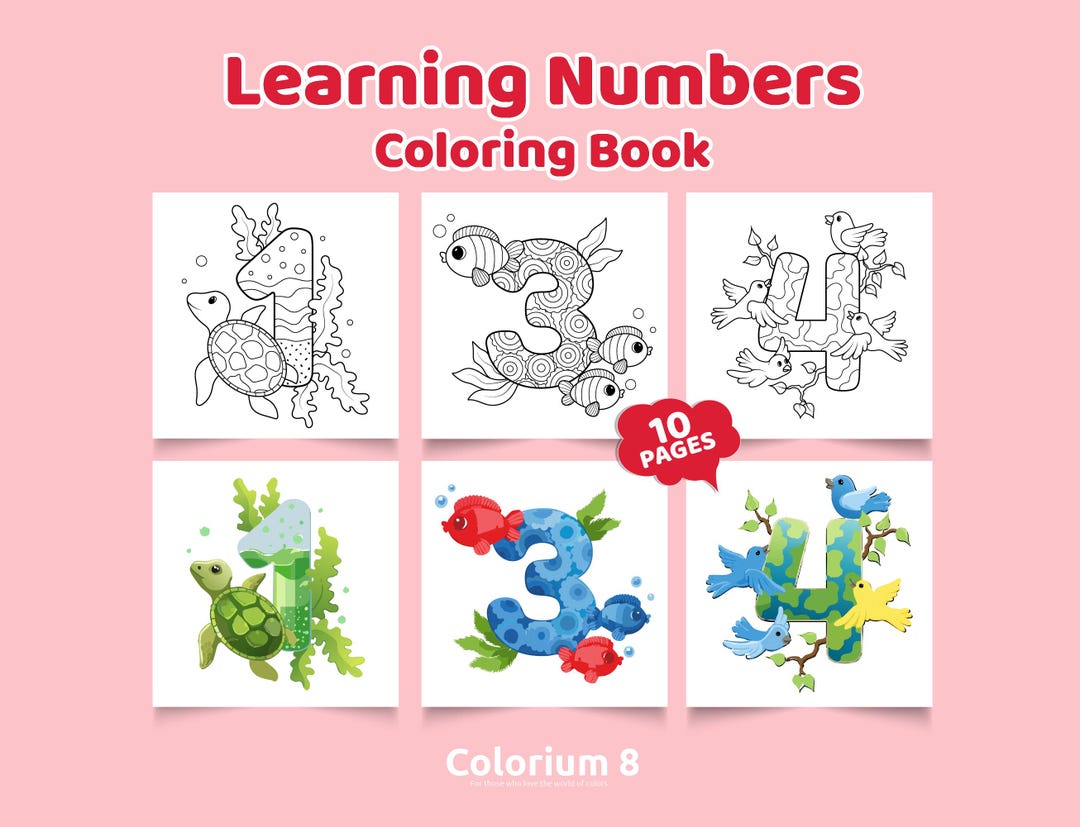 Numbers Coloring Pages, Fun Animal Numbers, Educational Printable ...