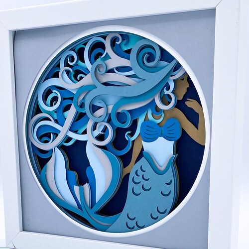 3D MERMAID Svg TROPICAL Shadow Box for Cricut for | Etsy
