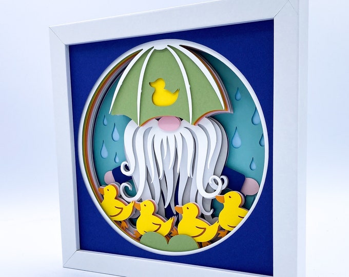 3D SPRING GNOME 1 Svg SPRING Svg Shadow Box Svg for - Etsy