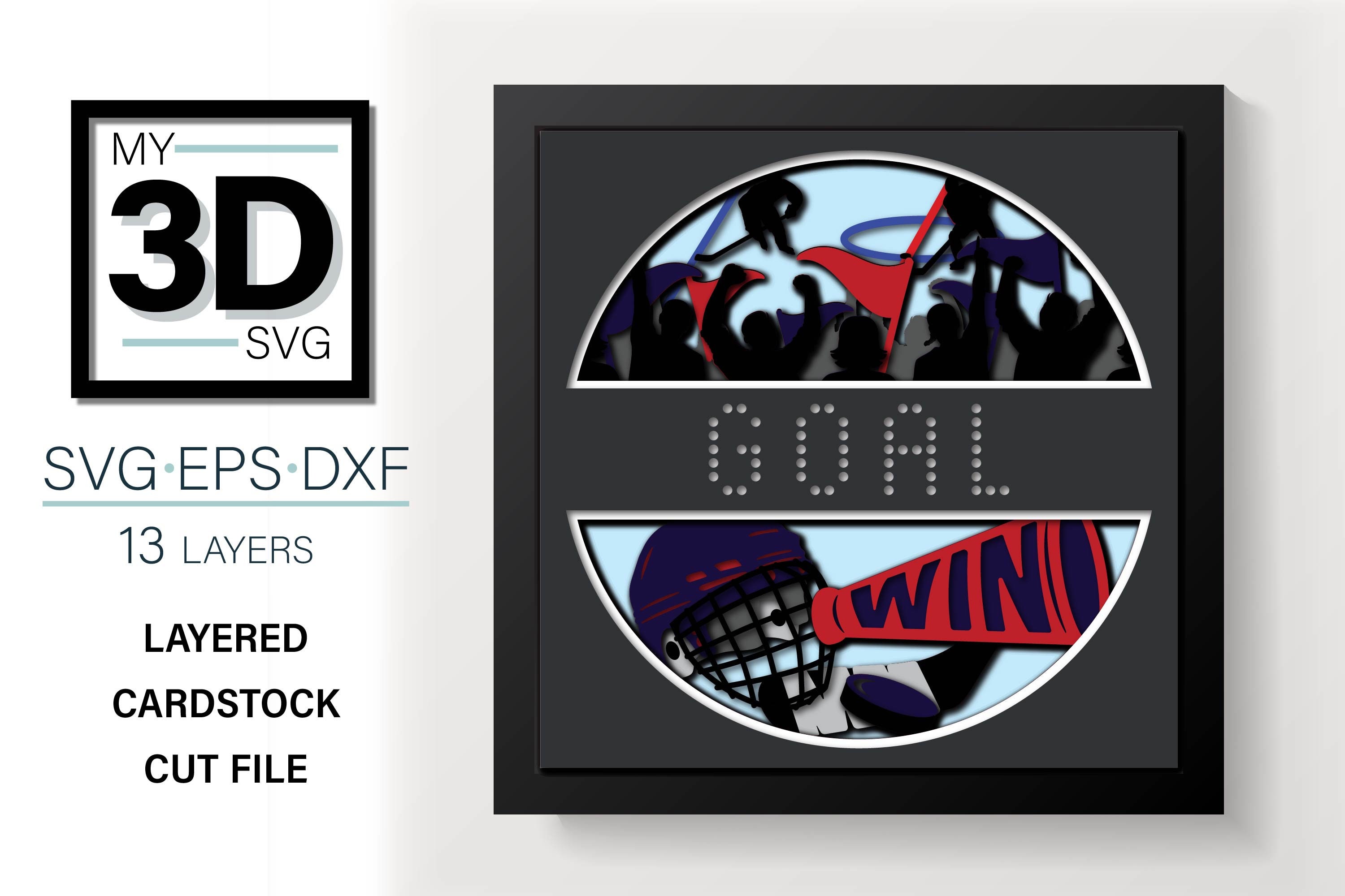3D HOCKEY SVG -SPORTS Shadow Box Svg -layered Cardstock Svg - for ...