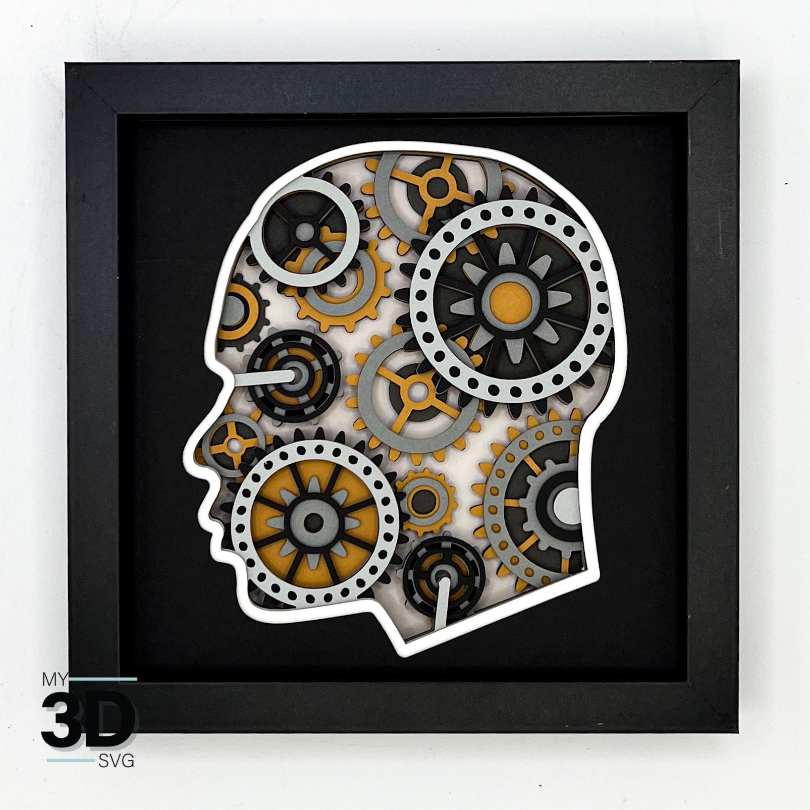 3D GEARS in HEAD- MAN Svg - Shadowbox Svg - for Cricut - for Silhouette ...