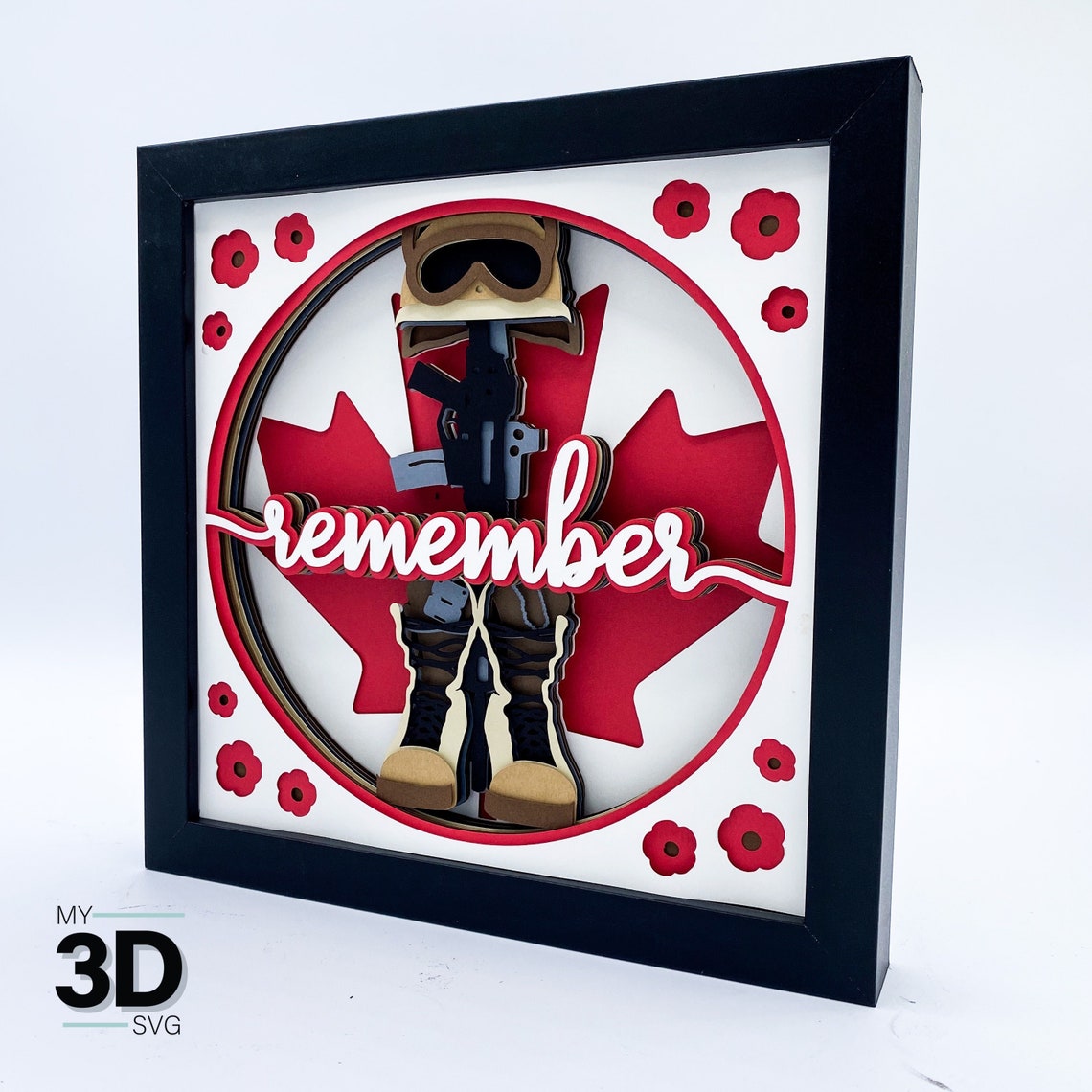 3D CANADIAN BATTLEFIELD CROSS Svg Remembrance Day Shadow Box - Etsy